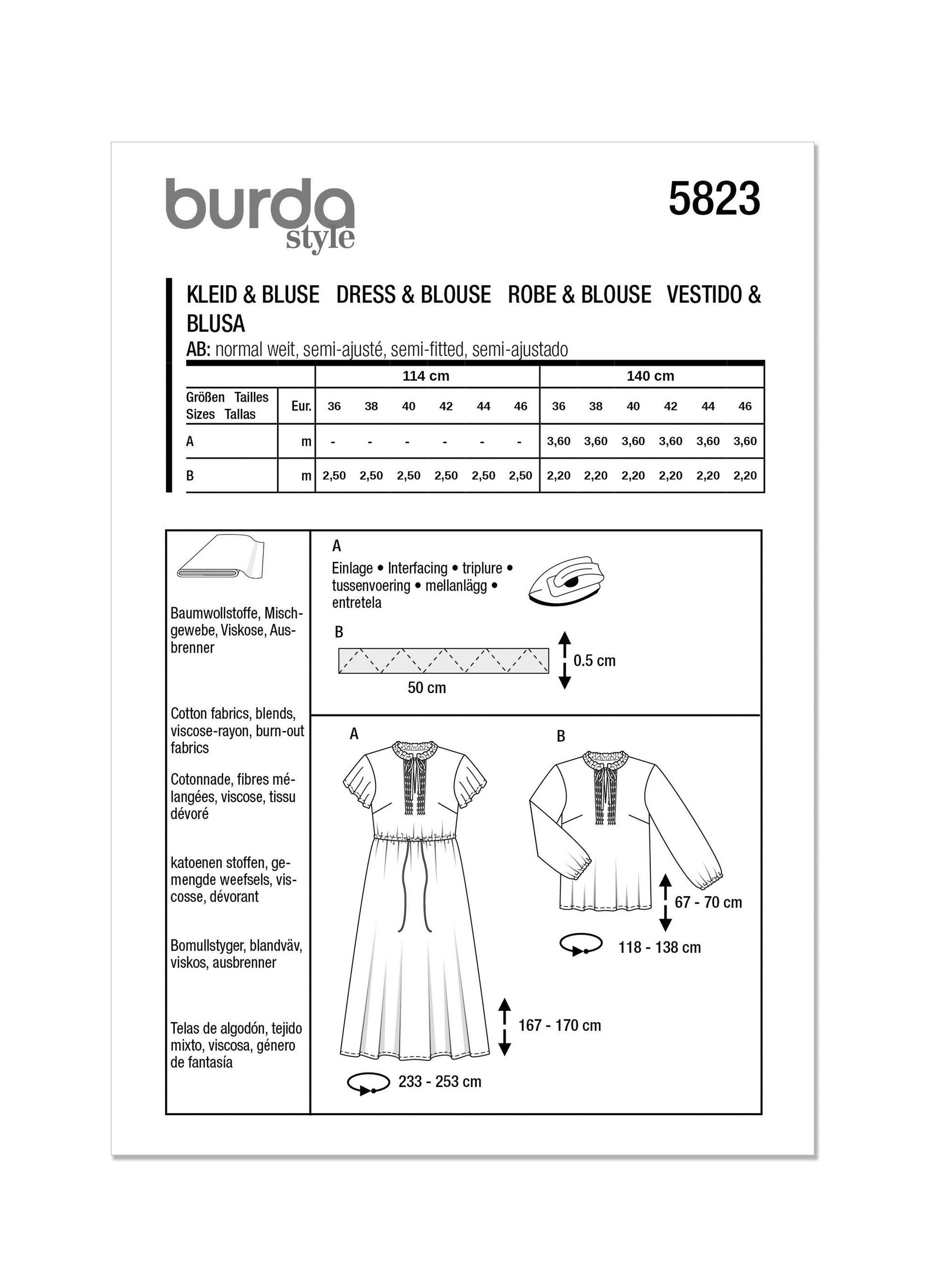 Burda 5823 Misses' Dress & Blouse sewing pattern — jaycotts.co.uk ...