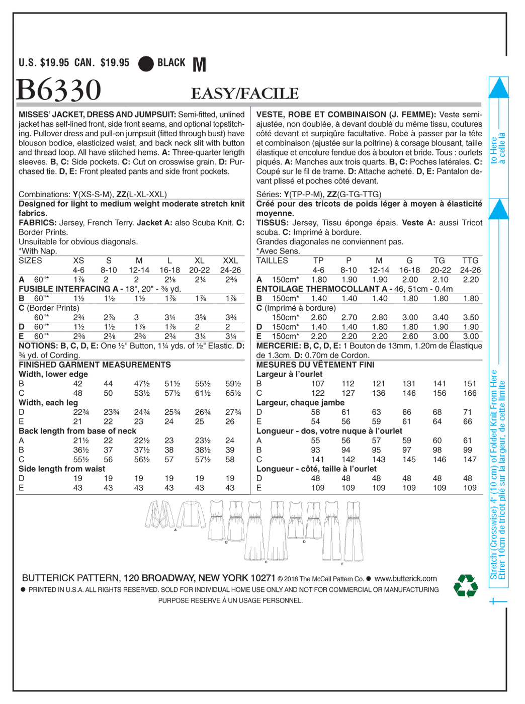 Butterick 6330 Jacket, Dress, Romper and Jumpsuits Sewing Pattern ...