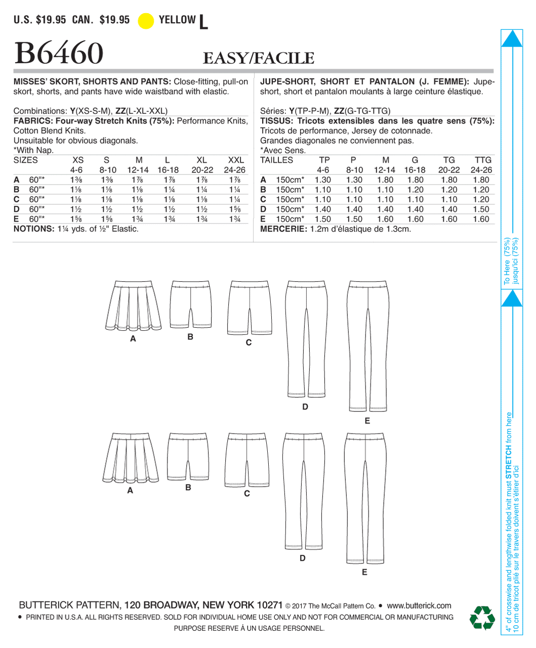 Butterick 6460 Skort, Shorts and Jogging Pants Pattern — jaycotts.co.uk ...