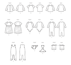 Butterick sewing pattern 6970 Infants' Jacket, Tops, Dress, Rompers ...