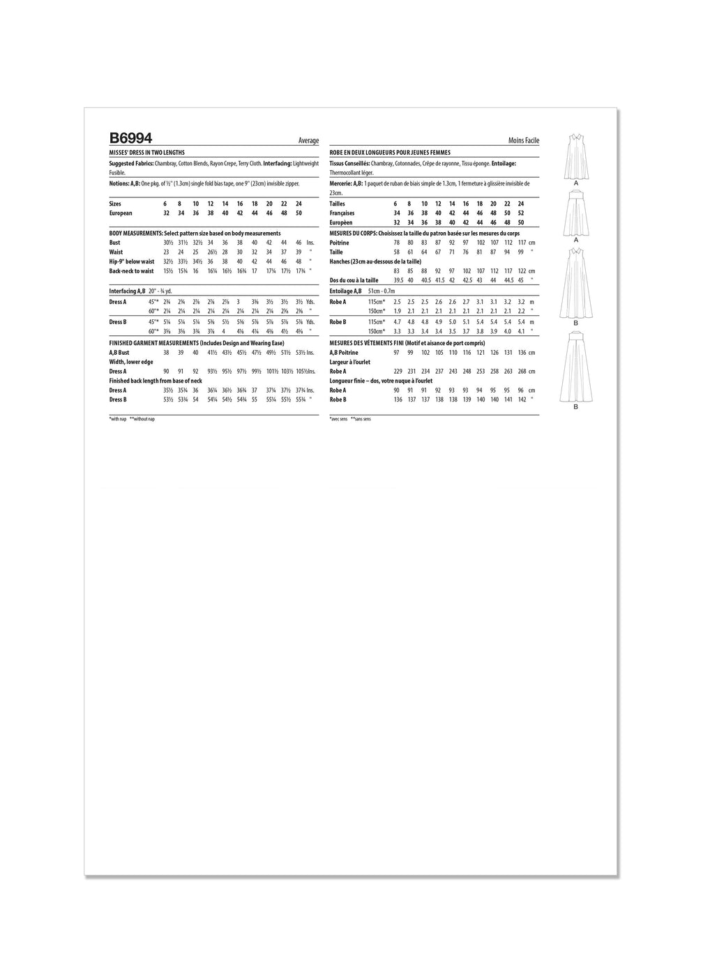 Butterick B6994 Misses' Dress in Two Lengths sewing pattern — jaycotts ...