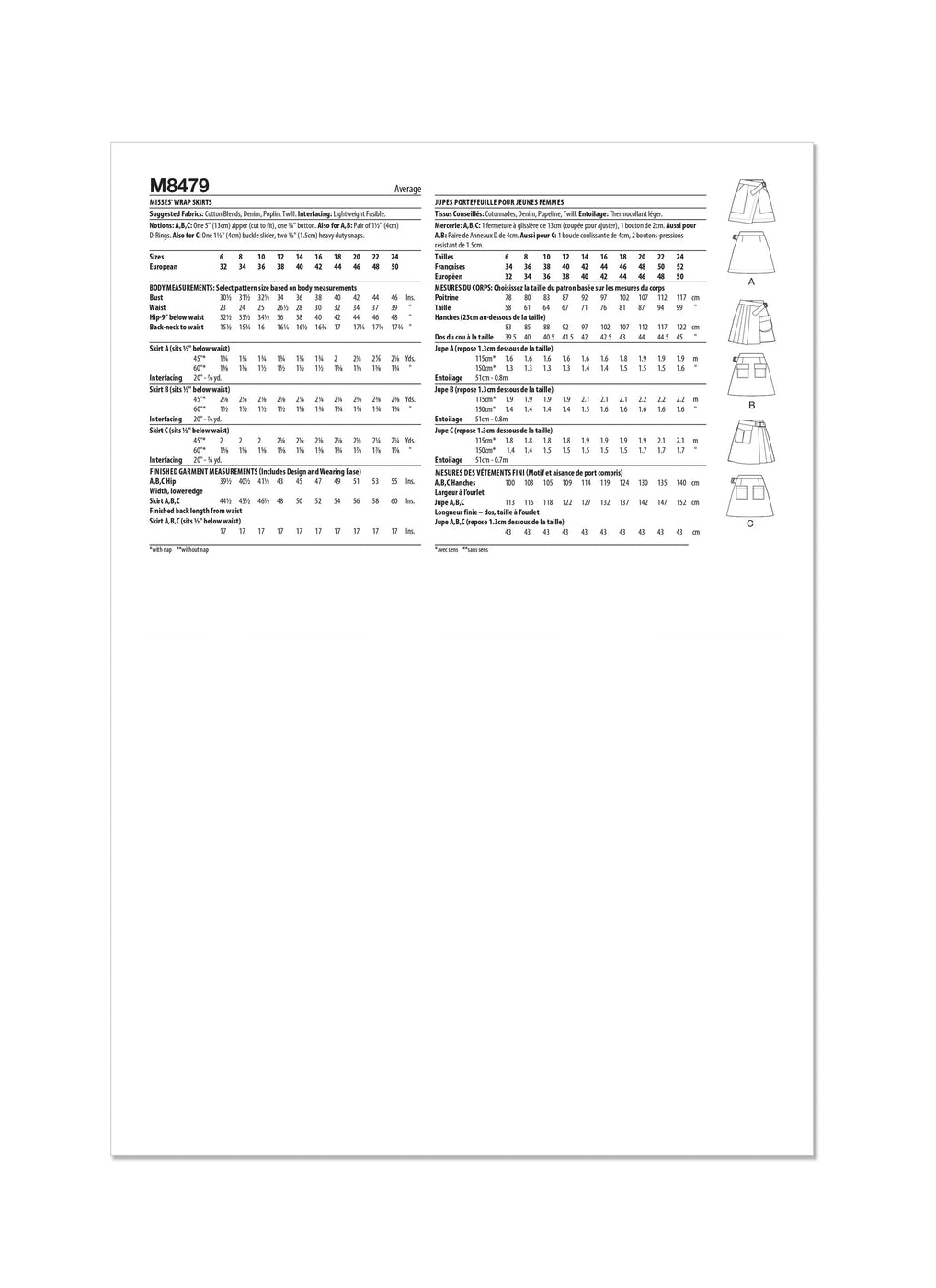 McCall's M8479 Misses' Wrap Skirts sewing pattern — jaycotts.co.uk ...