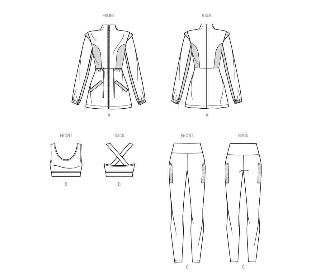KnowMe sewing pattern 2051 Misses' Jacket, Bra Top, and Leggings by ...
