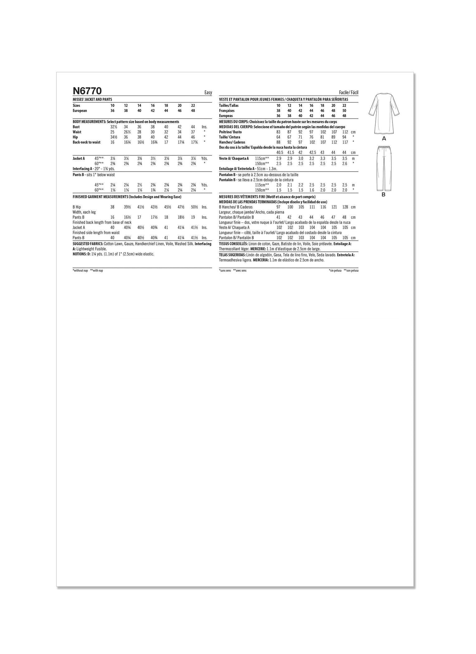 New Look 6770 Misses' Jacket and Pants Sewing Pattern — jaycotts.co.uk ...