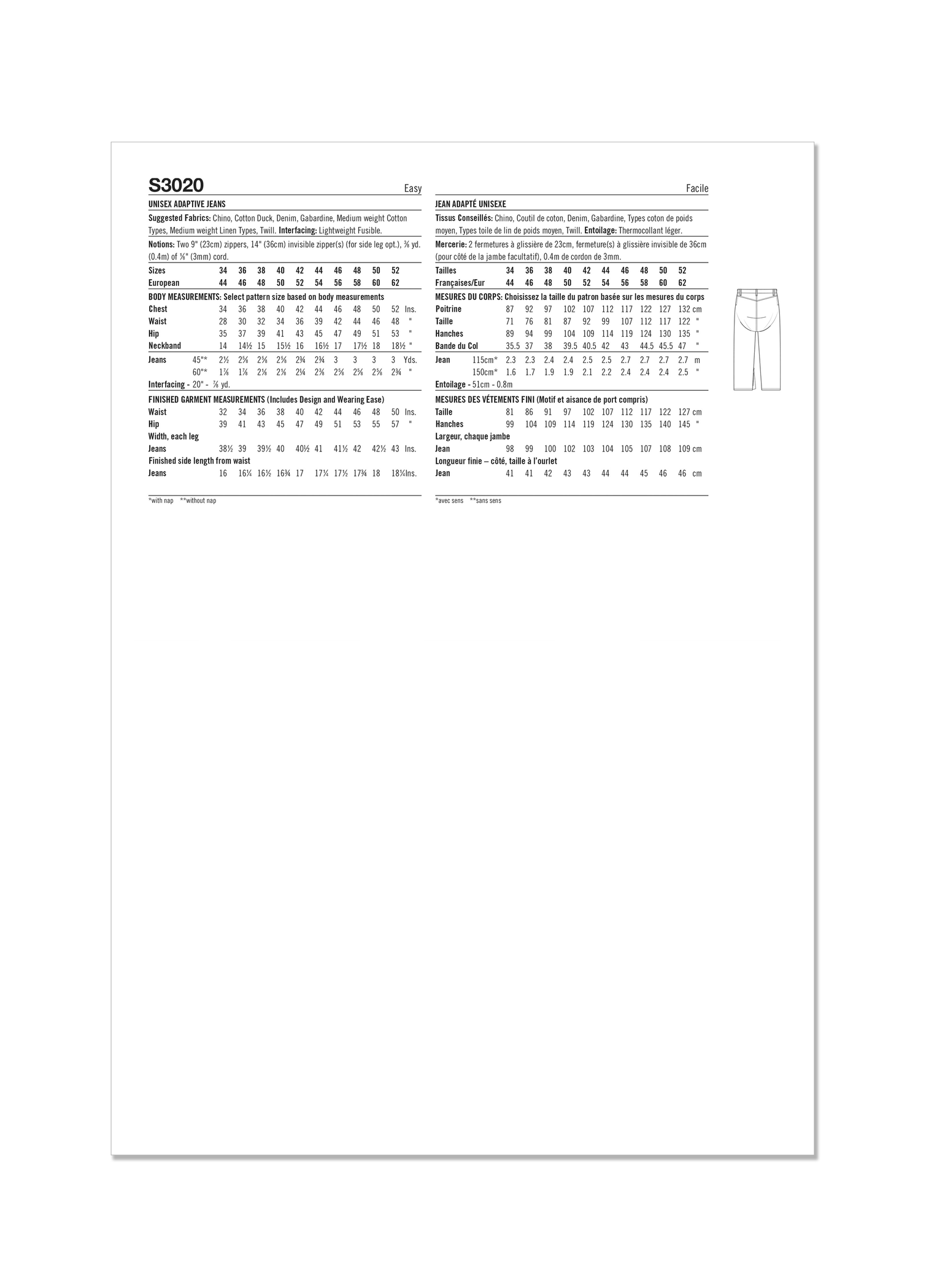 Simplicity S3020 Unisex Adaptive Jeans by Sewn Adaptive sewing pattern ...