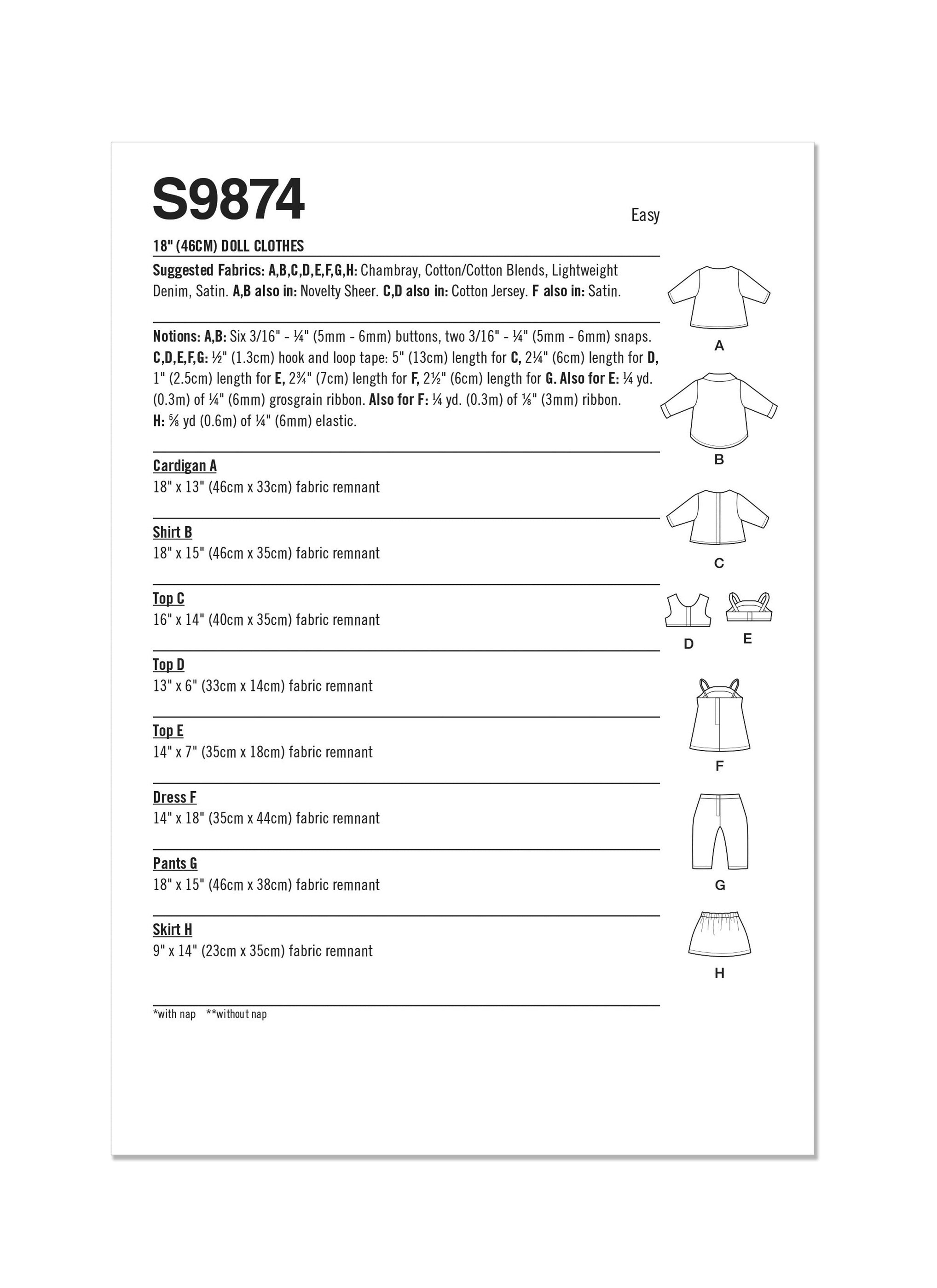 Simplicity Sewing Pattern 9874 18" Doll Clothes by Carla Reiss Design ...