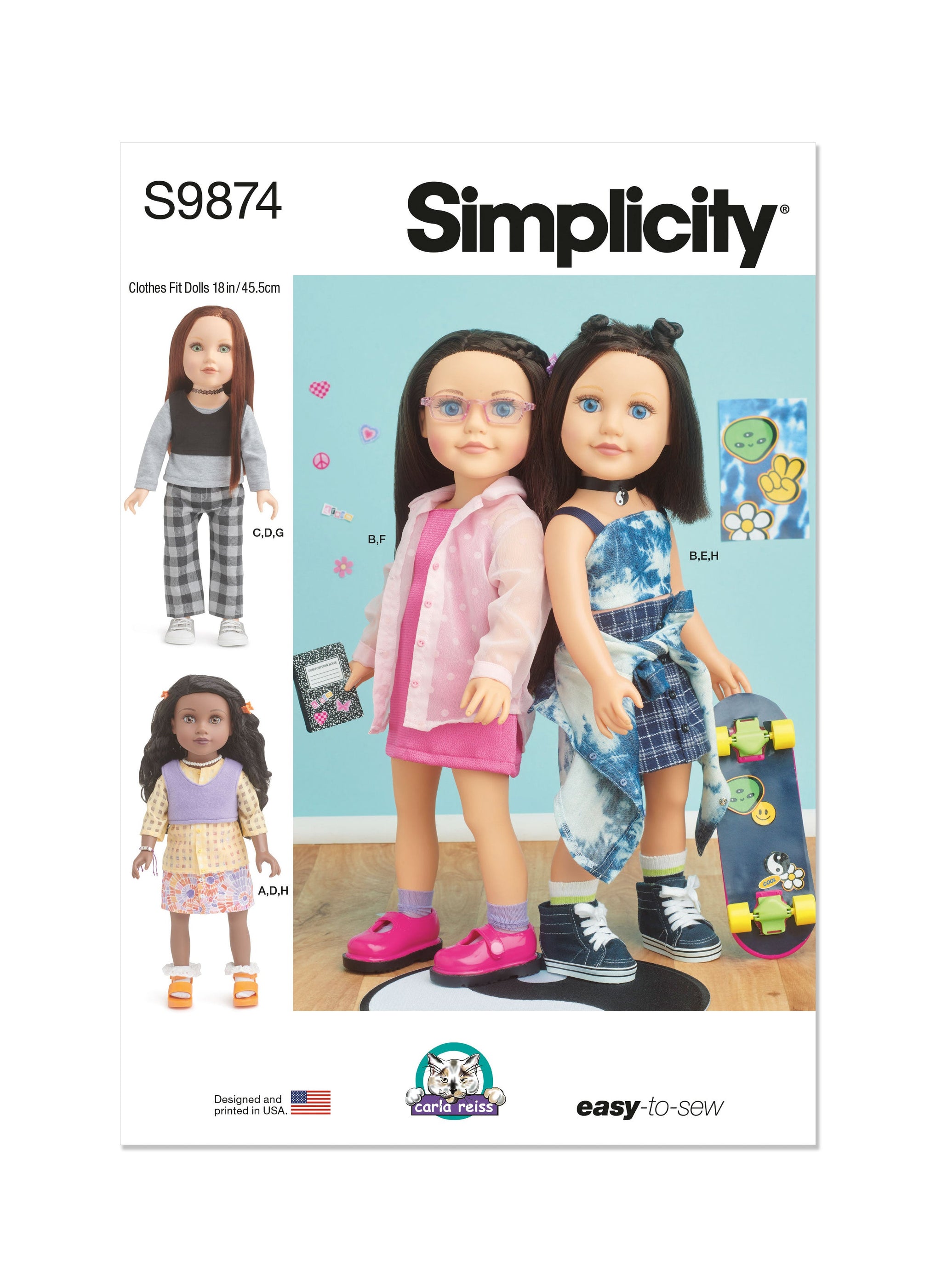 Simplicity Sewing Pattern 9874 18" Doll Clothes by Carla Reiss Design ...