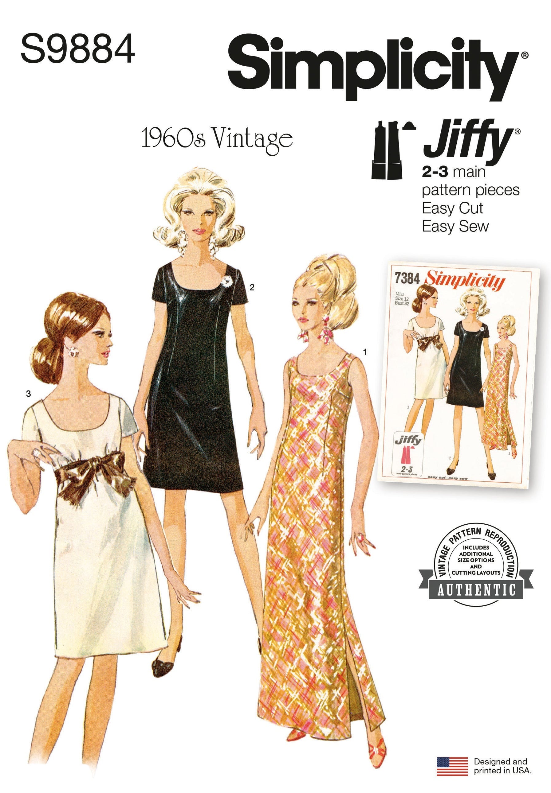Misses' Dress in Two Lengths Simplicity Sewing Pattern number 9884 ...