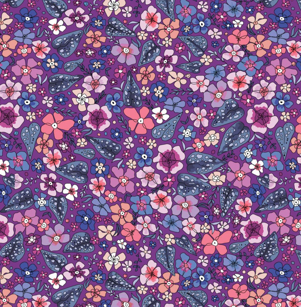 Rainbow Garden Organic Cotton Fabric, Purple — jaycotts.co.uk - Sewing ...
