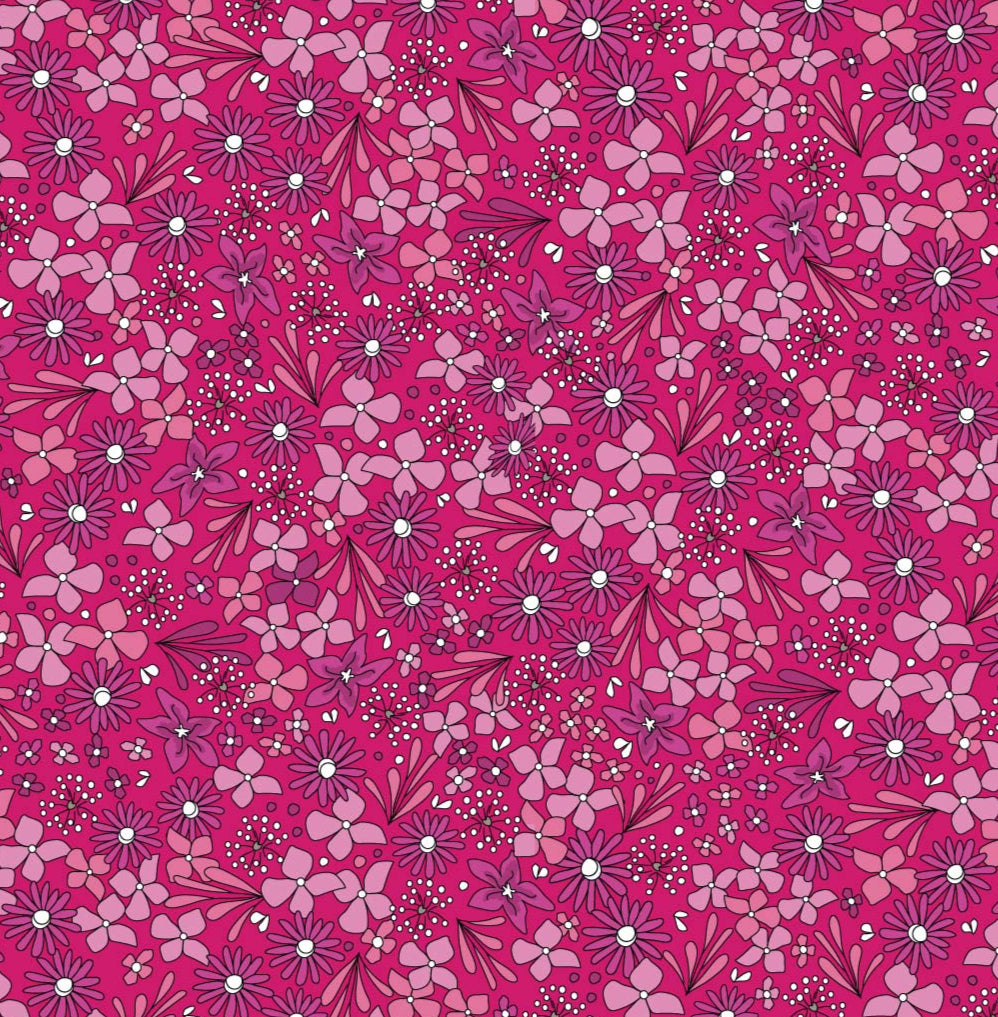 Rainbow Garden Organic Cotton Fabric, Pink — jaycotts.co.uk - Sewing ...
