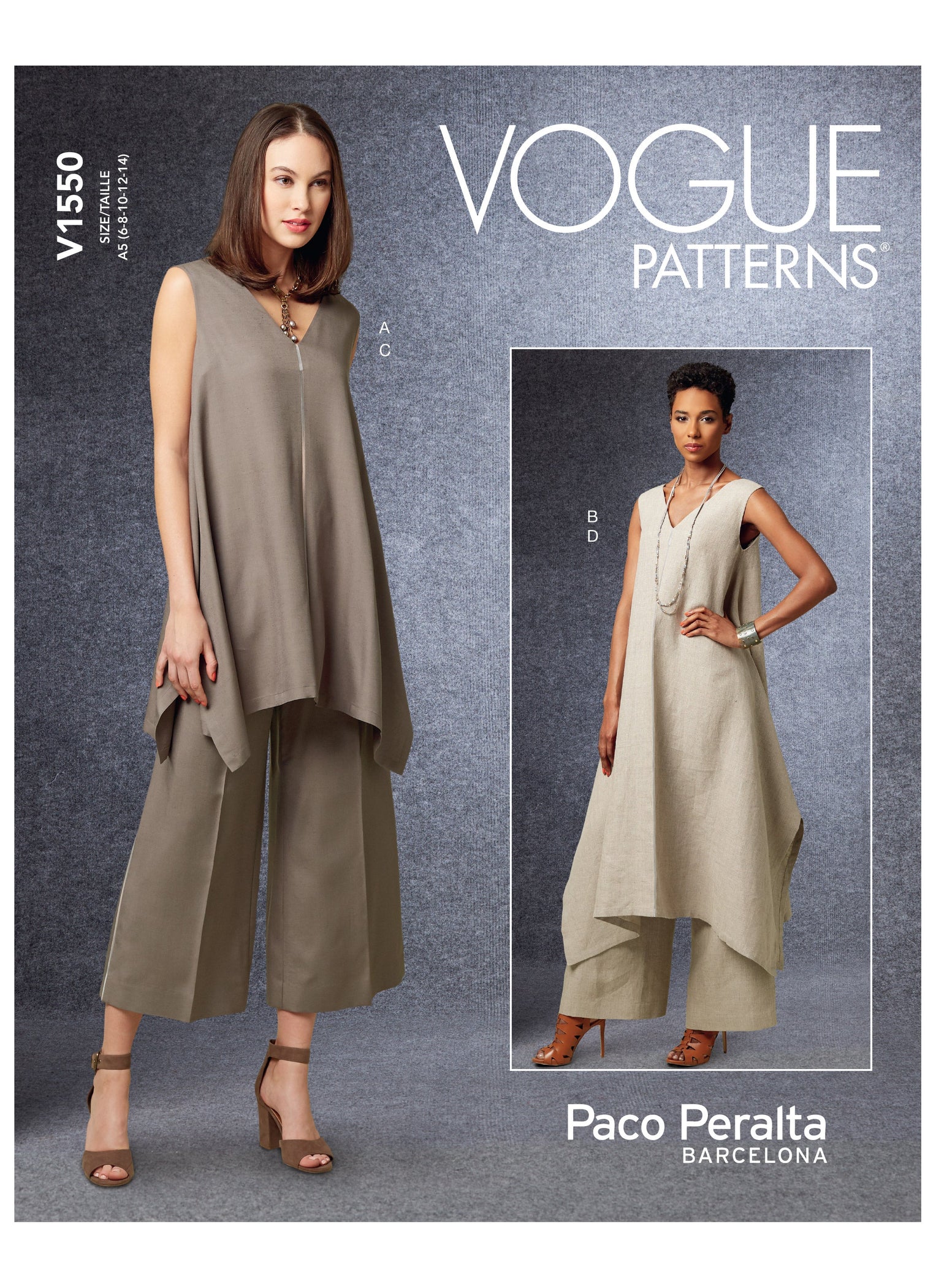 Vogue Sewing Pattern 1550 Tunic and Wide Leg Pants — jaycotts.co.uk ...