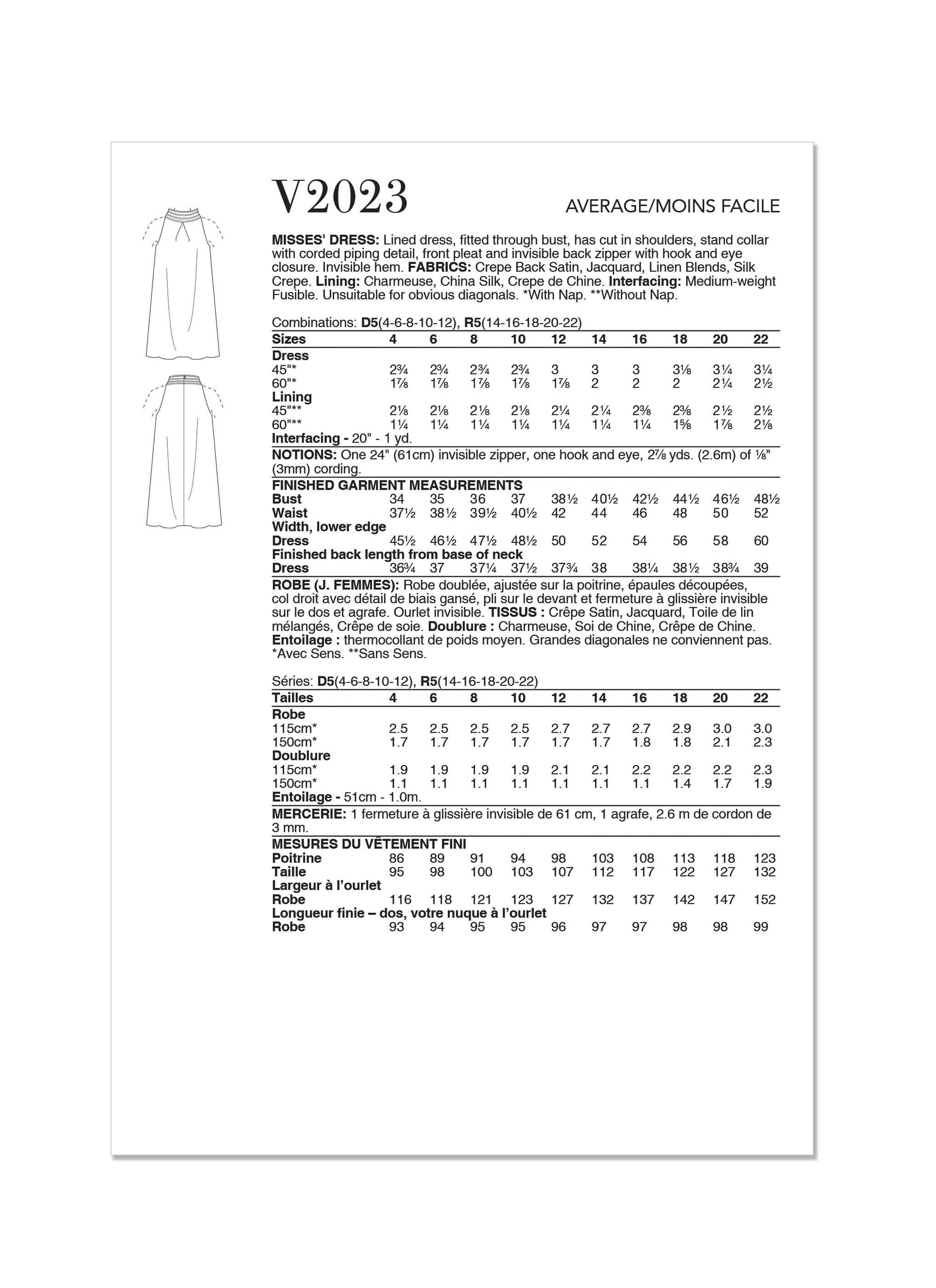 Vogue Sewing Pattern V2023 Misses' Dress by Tom & Linda Platt Inc ...
