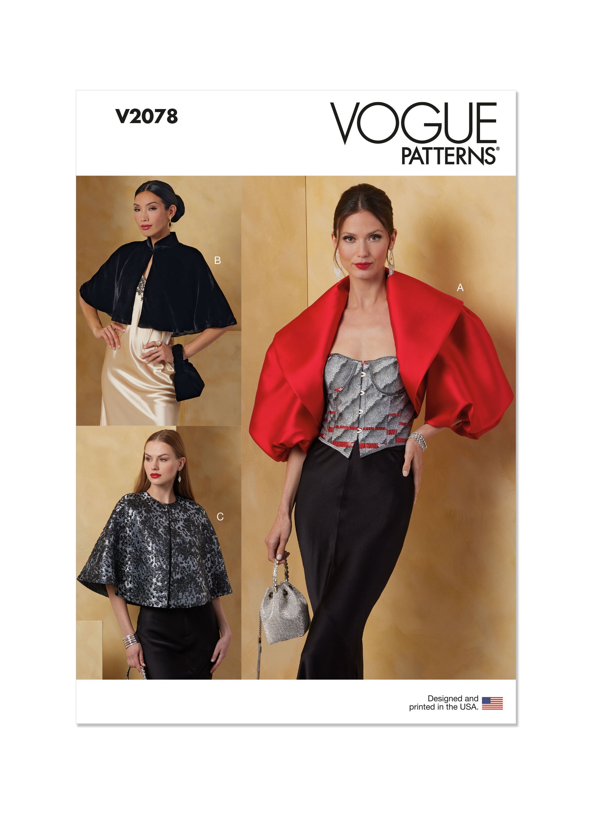 Vogue Winter range paper sewing pattern V2078 Misses' Bolero and Capes ...