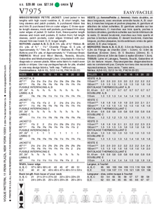 Vogue Pattern: V7975 Misses'/Misses' Petite Jacket | Easy — jaycotts.co ...