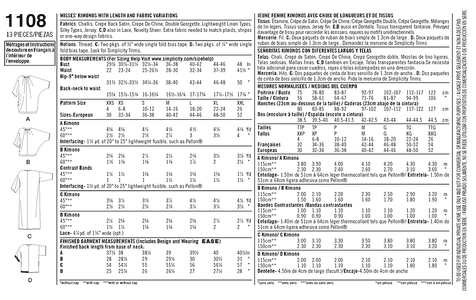 Simplicity Pattern: S1108 Kimono's in Different Styles — jaycotts.co.uk ...