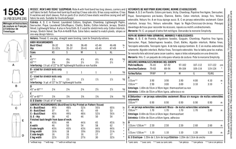 Simplicity Pattern: S1563 Misses' Men's & Teens' Sleepwear — jaycotts ...