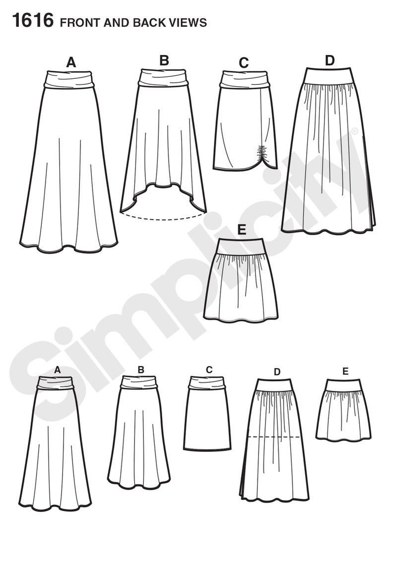 Simplicity Pattern: S1616 Misses' Knit or Woven Skirts | Easy ...