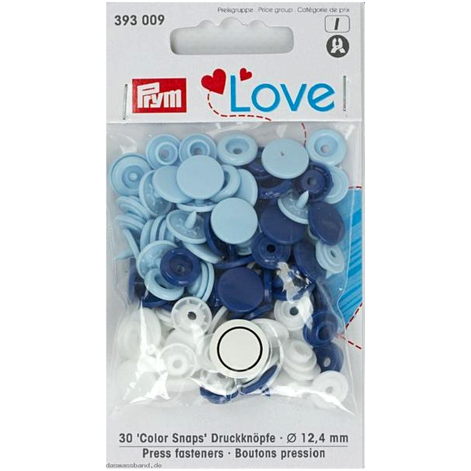 Prym Colour Snaps - blue / white / light blue — jaycotts.co.uk - Sewing ...