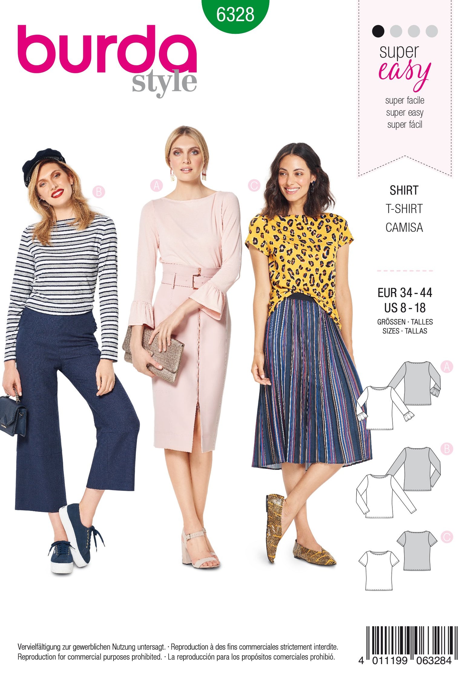 Burda 6328 Top with Boat Neckline Sewing Pattern — jaycotts.co.uk ...