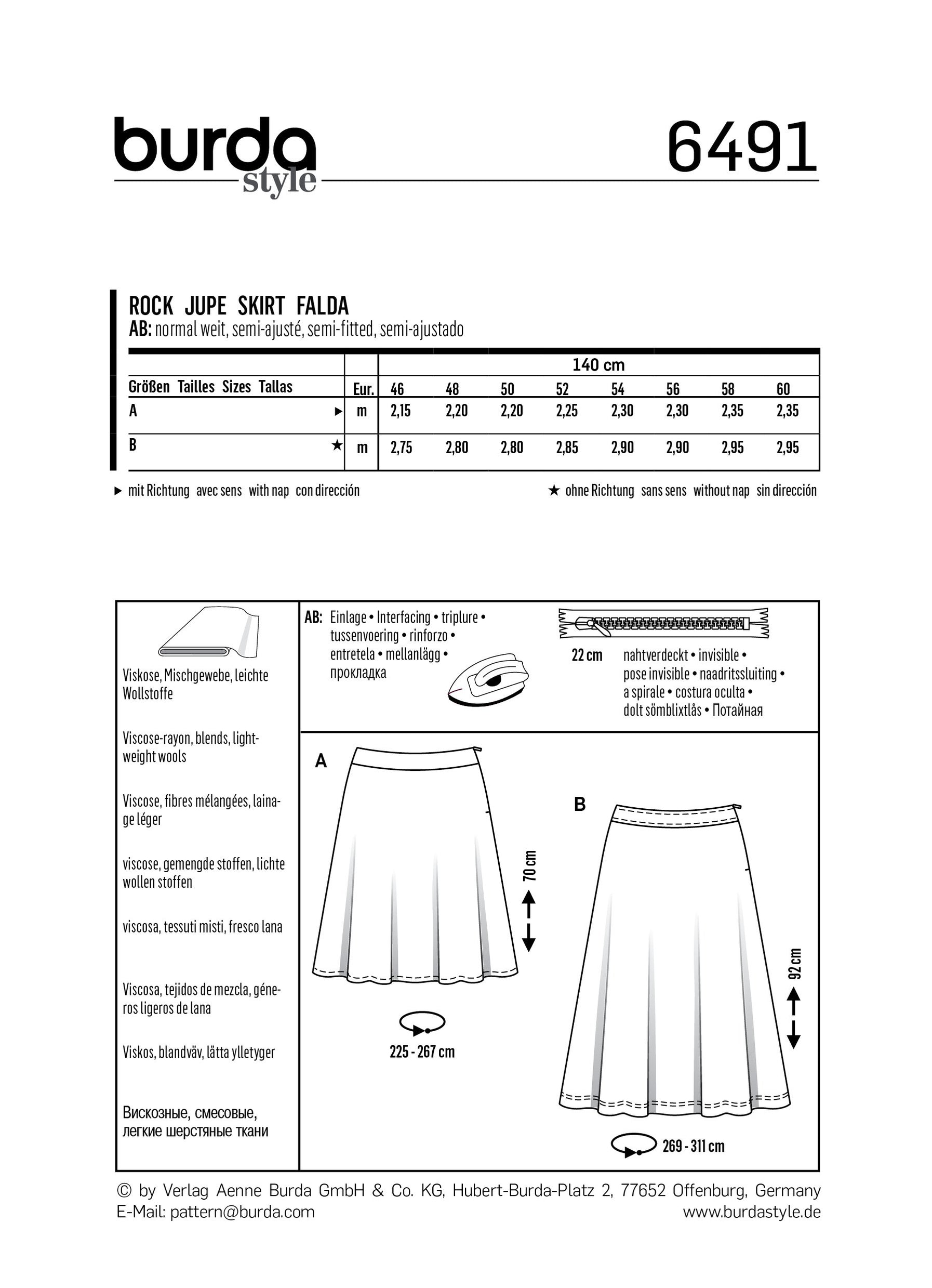 Burda 6491 Women’s Flared Skirt Sewing Pattern — jaycotts.co.uk ...