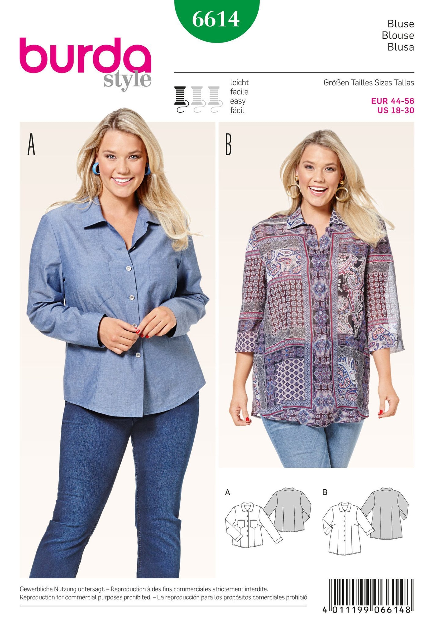 Burda 6614 Blouse Sewing Pattern — jaycotts.co.uk - Sewing Supplies