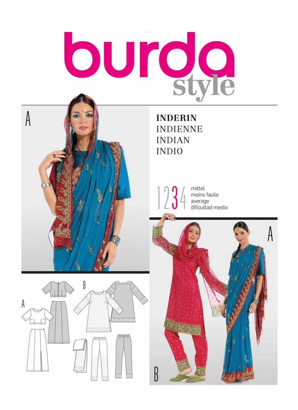 Burda 7701 Womens' Traditional Sari Pattern — jaycotts.co.uk - Sewing ...