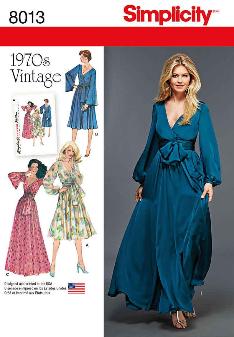 Simplicity Pattern 8013 Misses' Vintage 1970s Dresses — jaycotts.co.uk ...