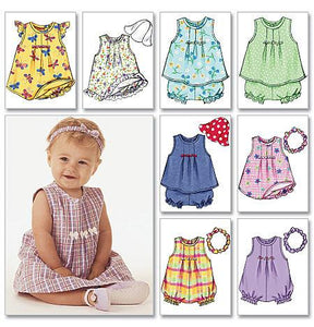Butterick Pattern: B3405 Infants' Dress, Top, Romper, Panties, Hat ...