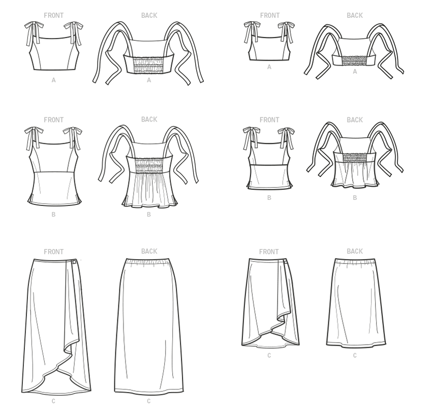 Butterick 6879 sewing pattern Children's and Misses' Tops and Skirt ...