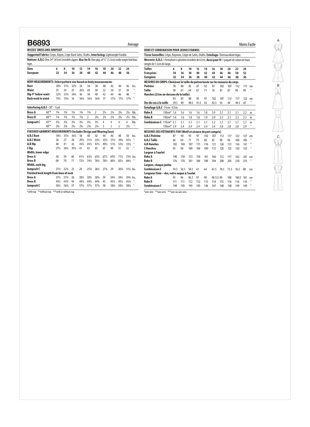 Butterick 6893 Misses' Dress and Jumpsuit sewing pattern — jaycotts.co ...