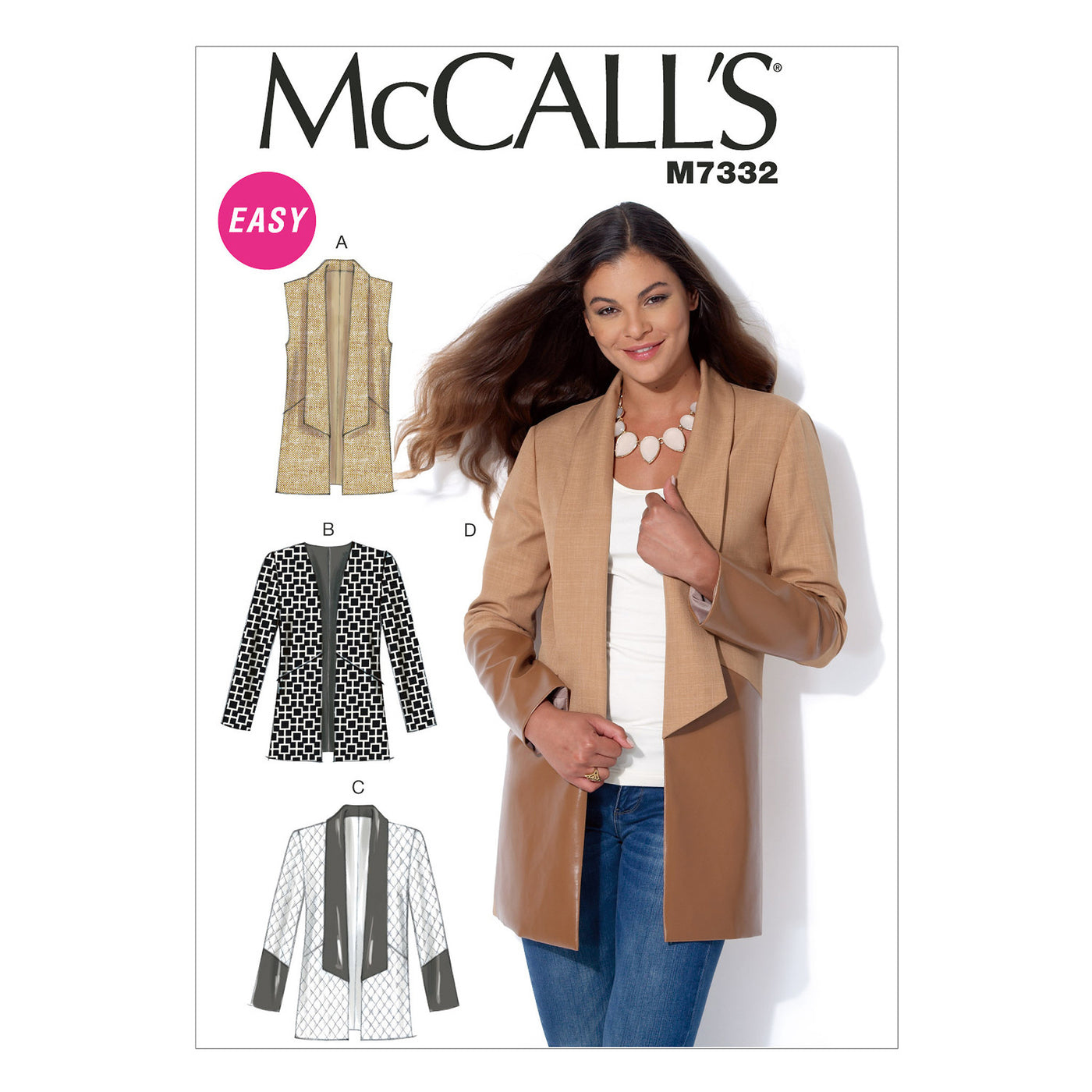 McCall's Sewing Pattern 7332 Misses' Open Front Vest and Jackets ...