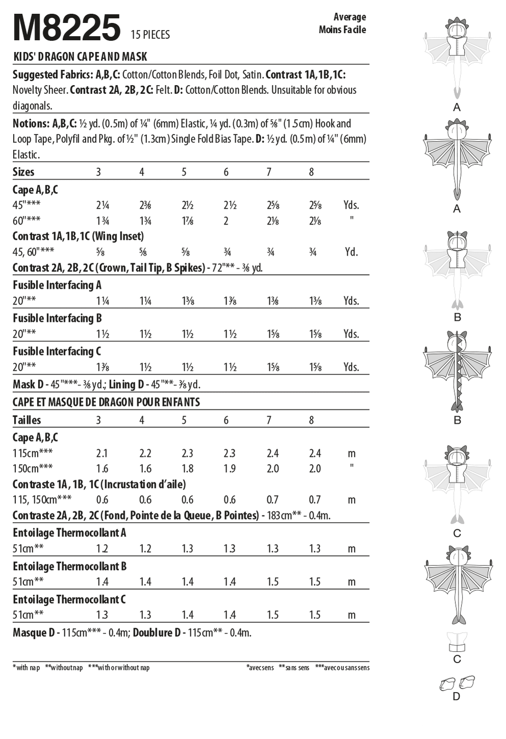 McCall's M8225 Kids' Dragon Cape and Mask sewing pattern — jaycotts.co ...