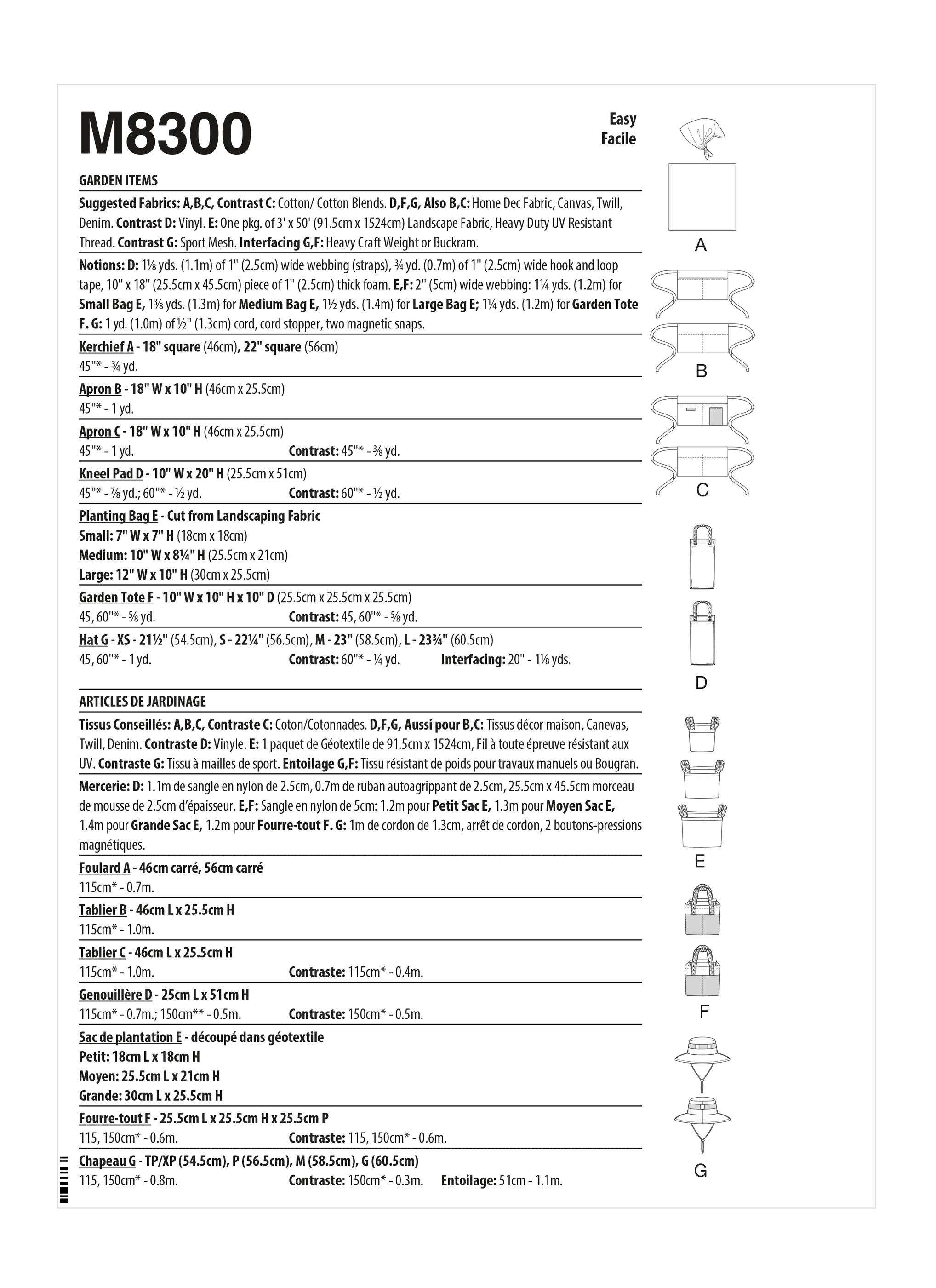 McCalls sewing pattern M8300 Garden Items — jaycotts.co.uk - Sewing ...