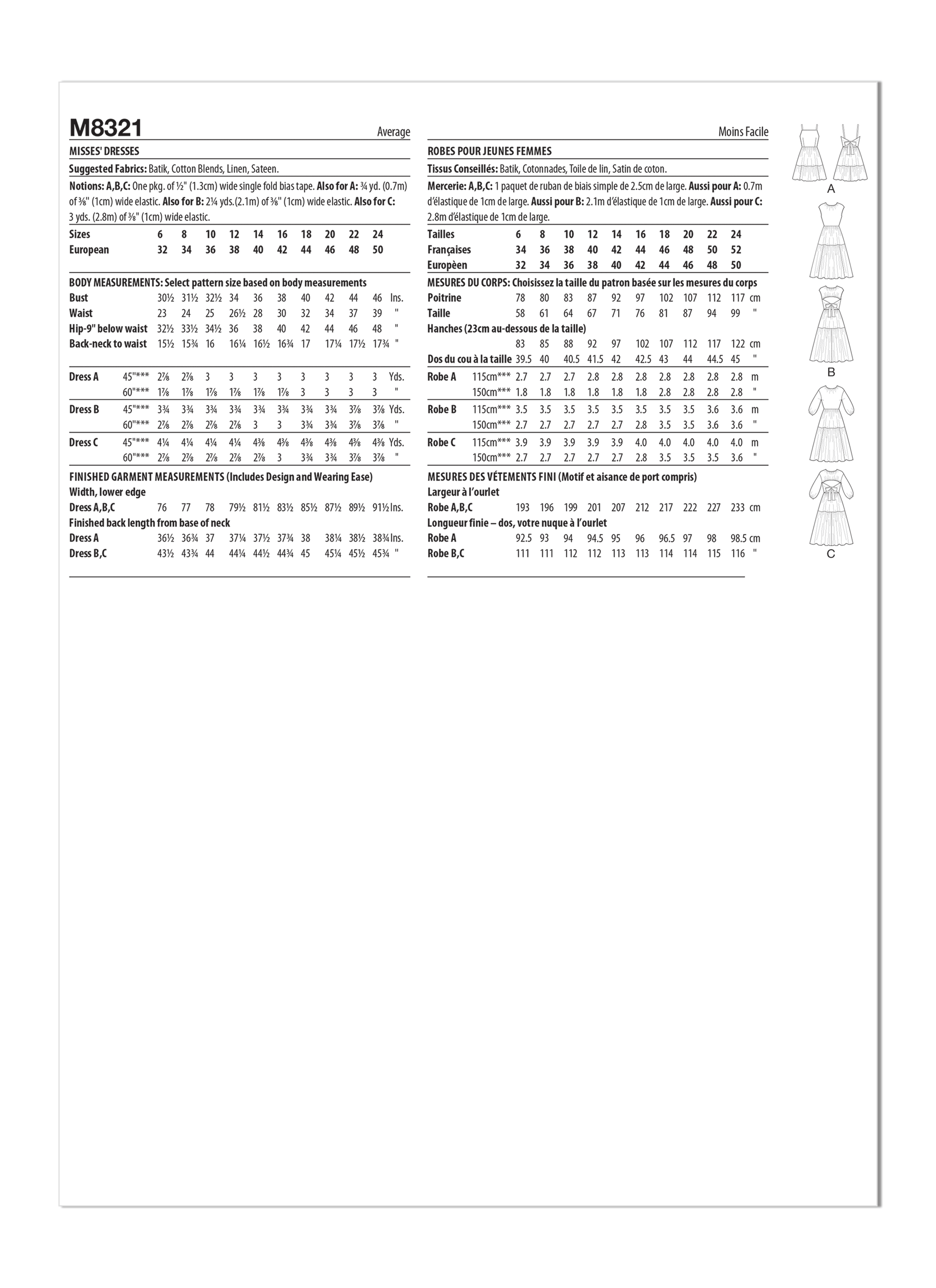 McCalls M8321 Misses' Dresses sewing pattern — jaycotts.co.uk - Sewing ...