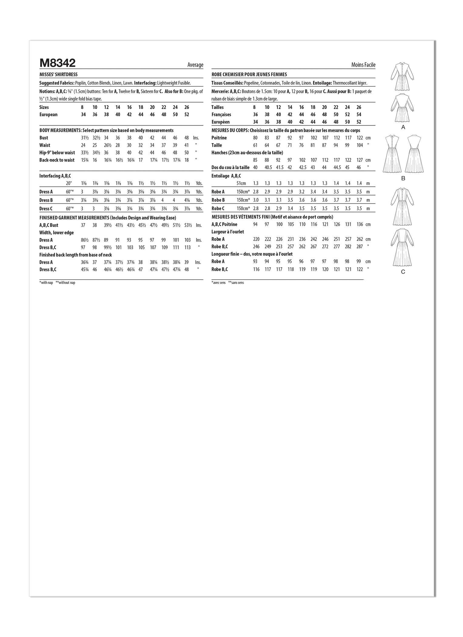 McCall's M8342 Misses' Shirtdress sewing pattern — jaycotts.co.uk ...