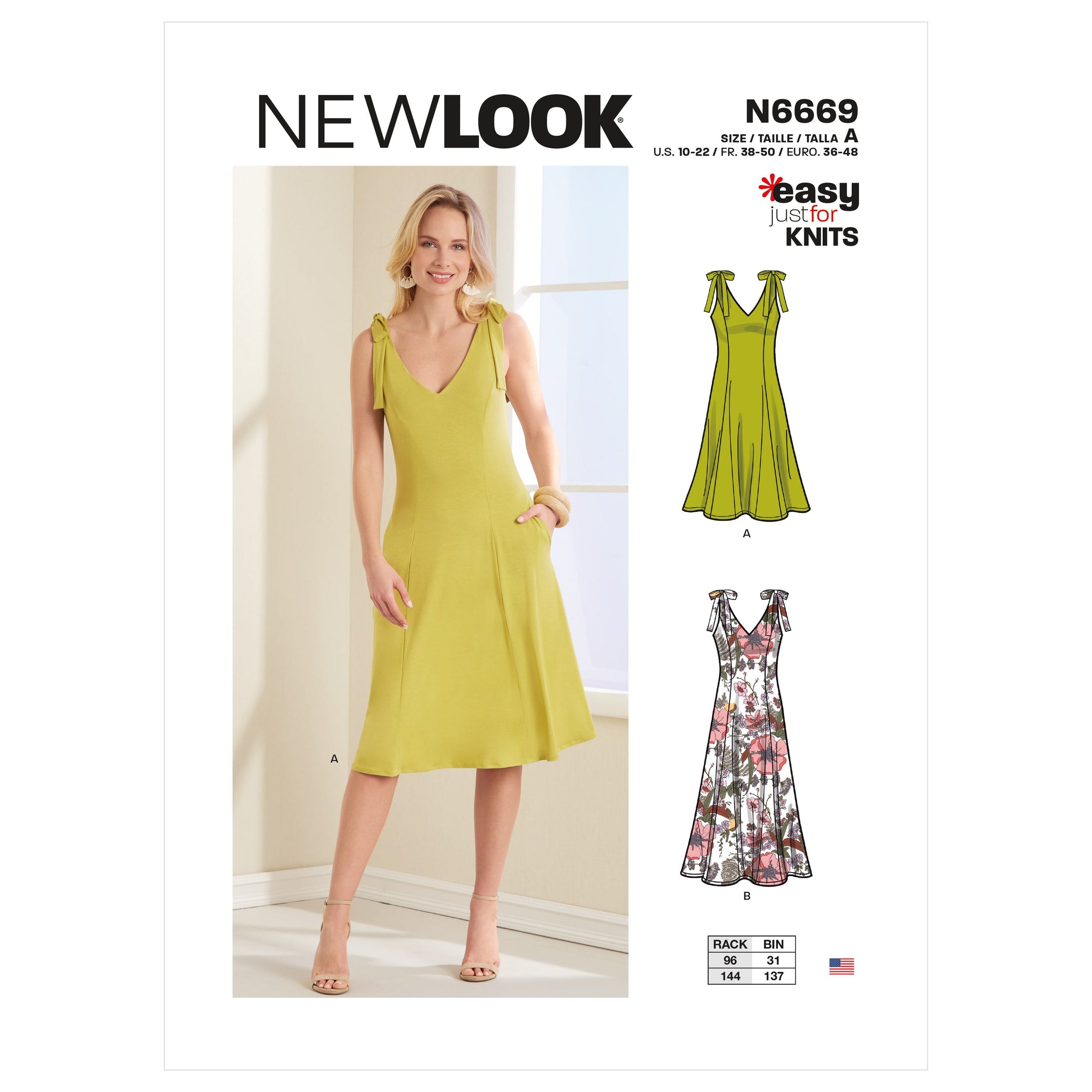 New Look Sewing Pattern 6669 Misses' Dress, designed for stretch knits ...