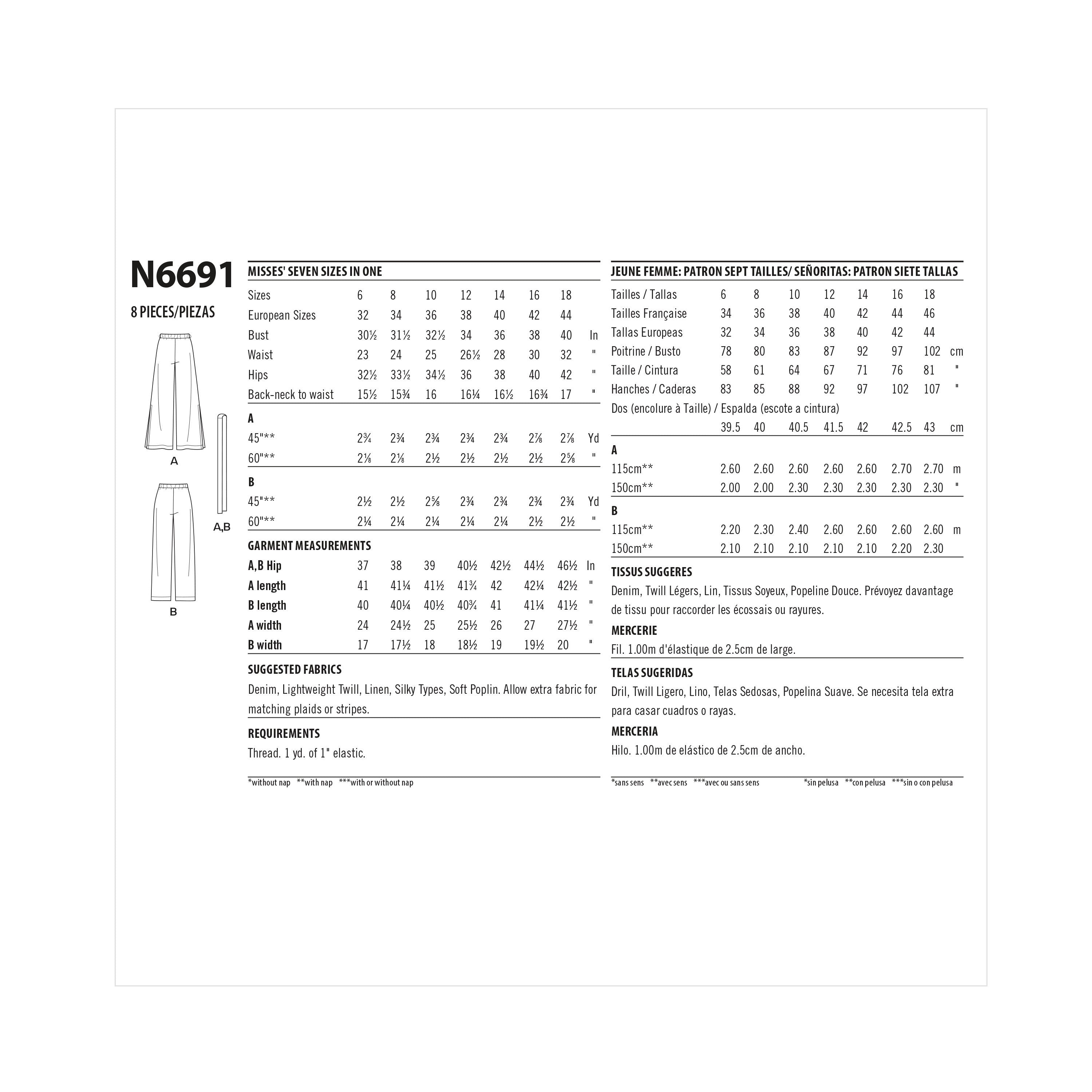 New Look 6691 Slim Or Flared Pants Pattern — jaycotts.co.uk - Sewing ...