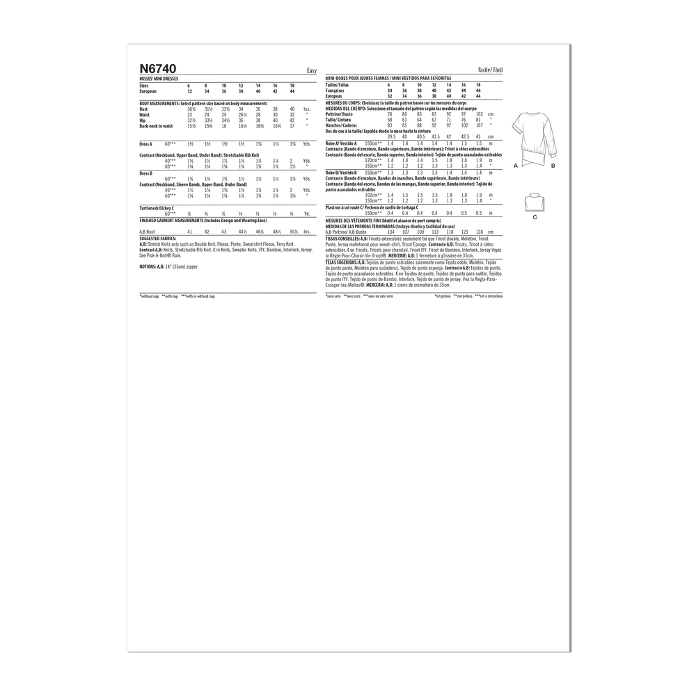 New Look 6740 Sewing Pattern Misses' Mini Dresses — jaycotts.co.uk ...