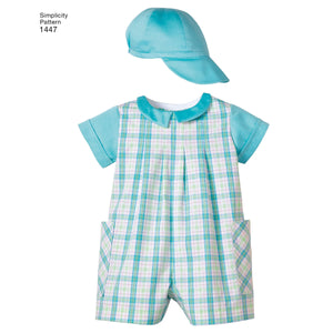 Simplicity Pattern: S1447 Babies' Romper, Dress, Top, Panties & Hats ...