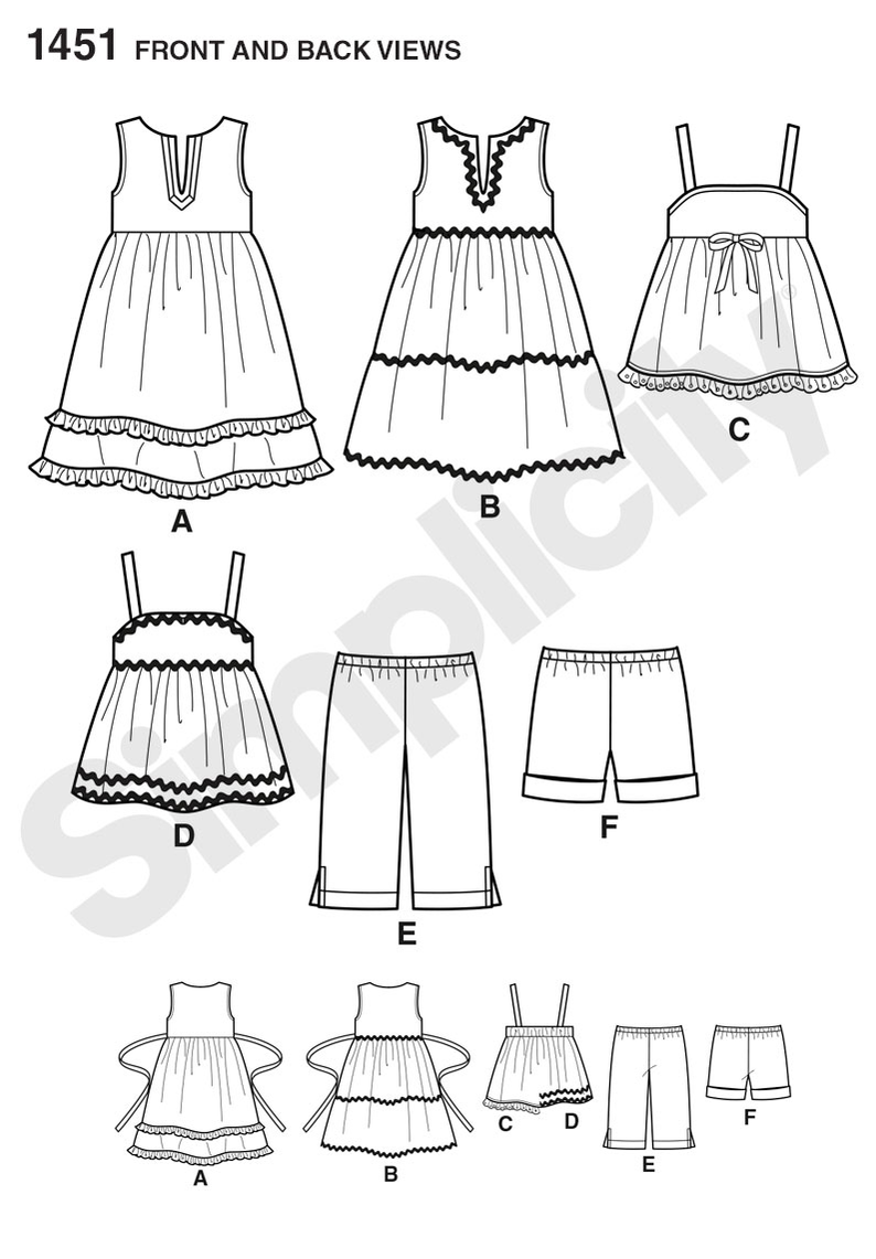 Simplicity Pattern: S1451 Toddlers' Dresses, Top, Cropped Pants ...