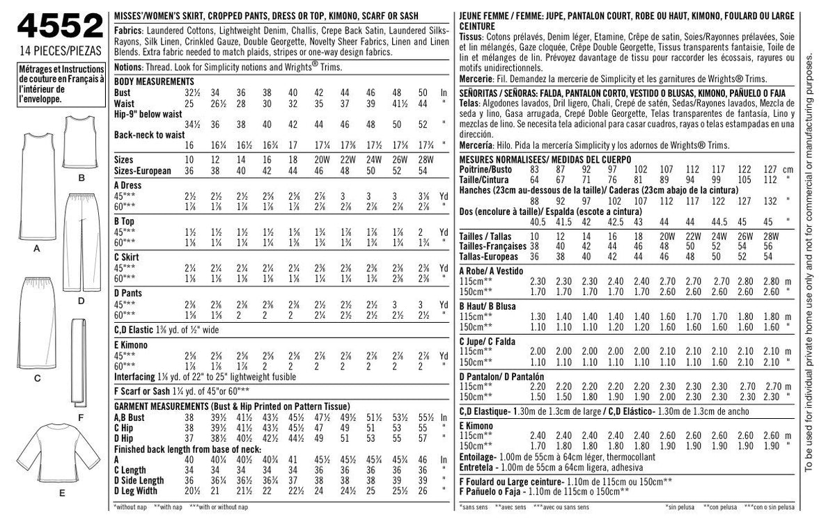 Simplicity Pattern: S4552 Misses' & Plus Size Smart and Casual Wear ...