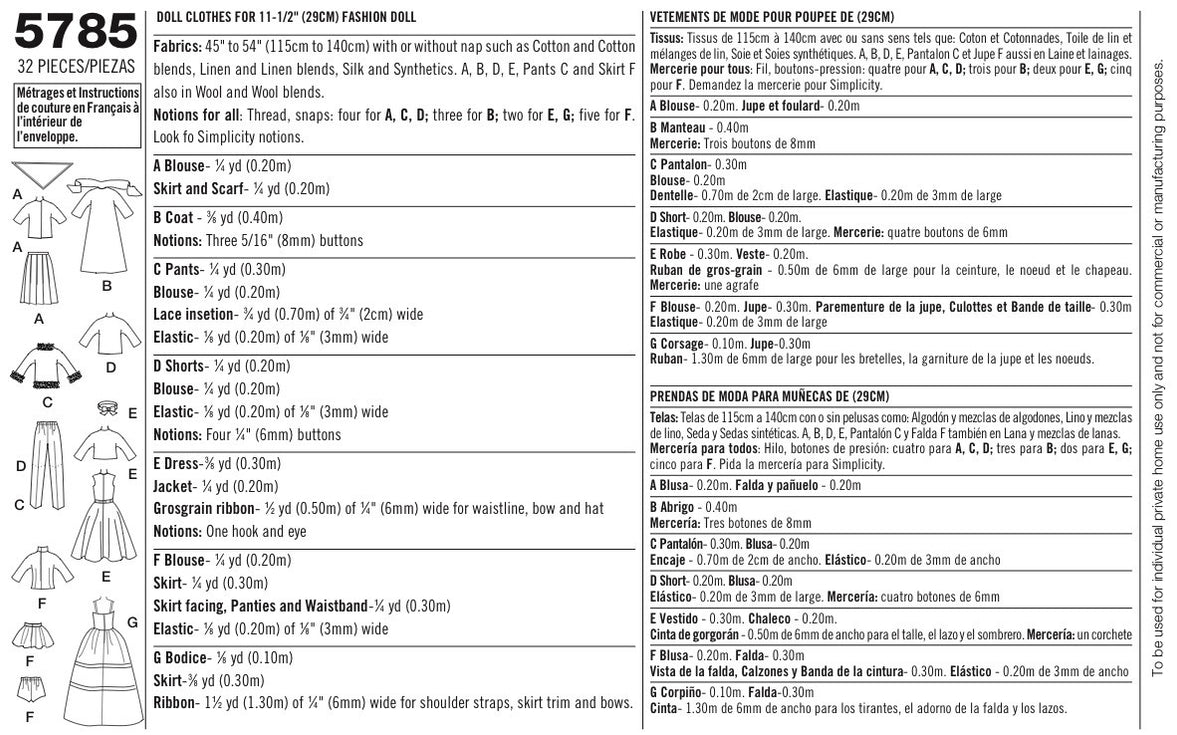 Simplicity Pattern: S5785 Doll Clothes | 1960's — jaycotts.co.uk ...