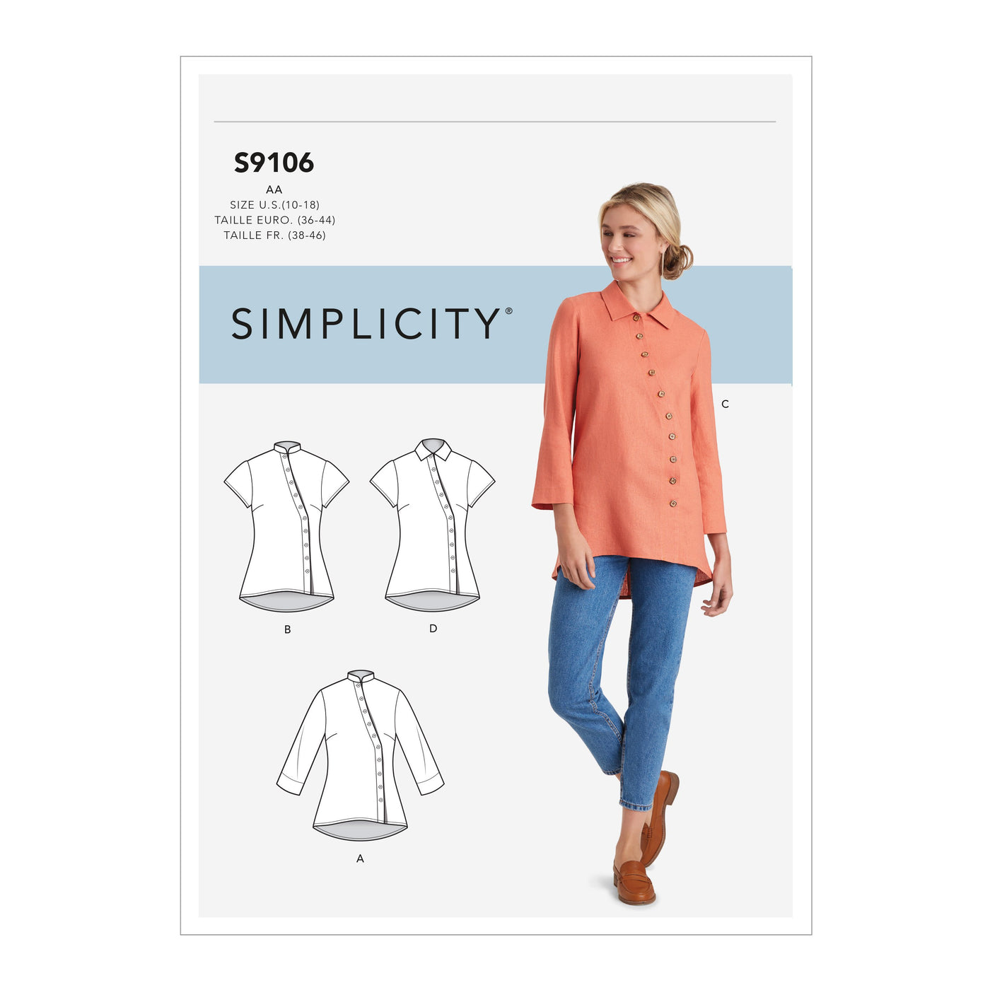 Simplicity Sewing Pattern S9106 Misses / Women's Button Front Shirt ...