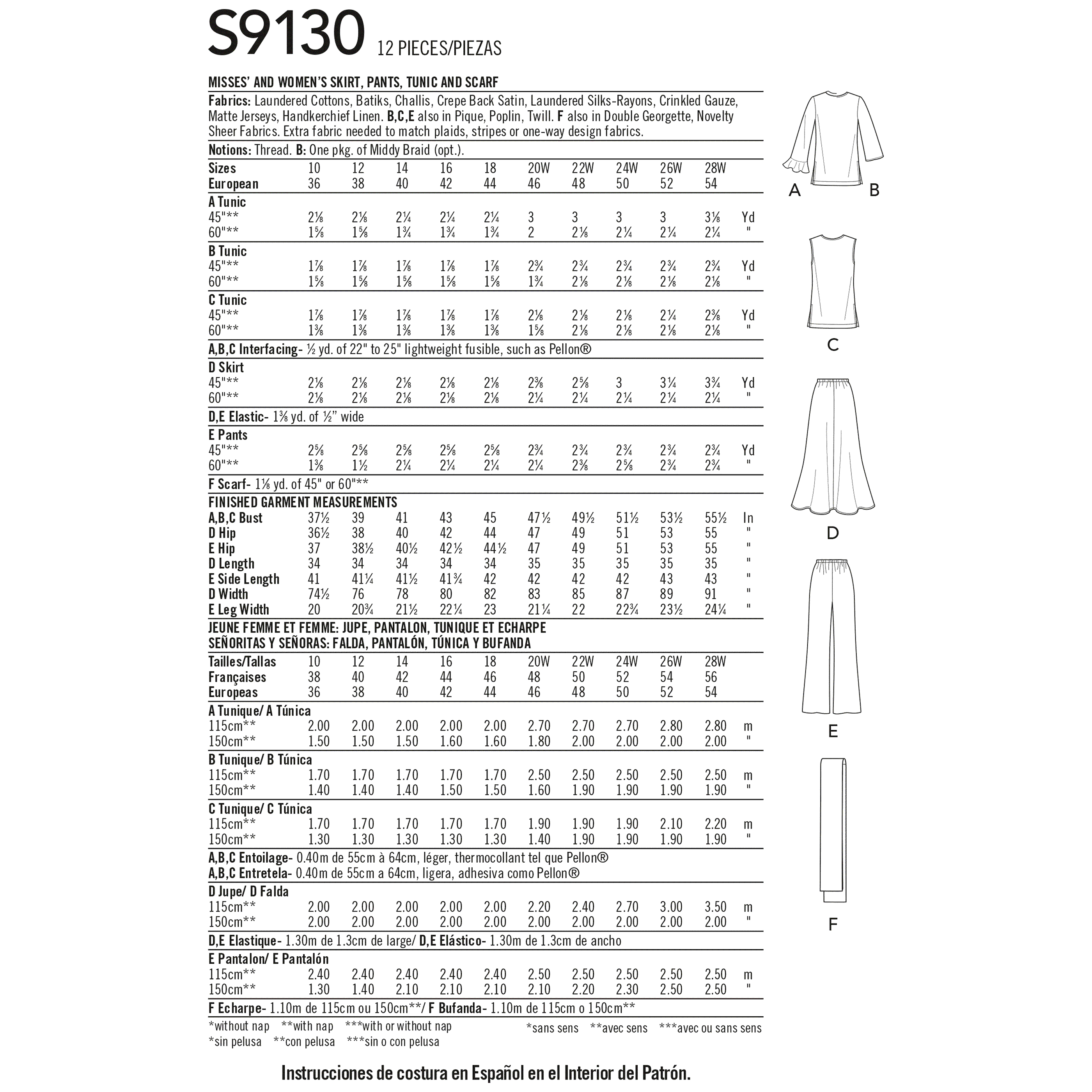 Simplicity Sewing Pattern S9130 Misses / Women's Tops and Bottoms ...