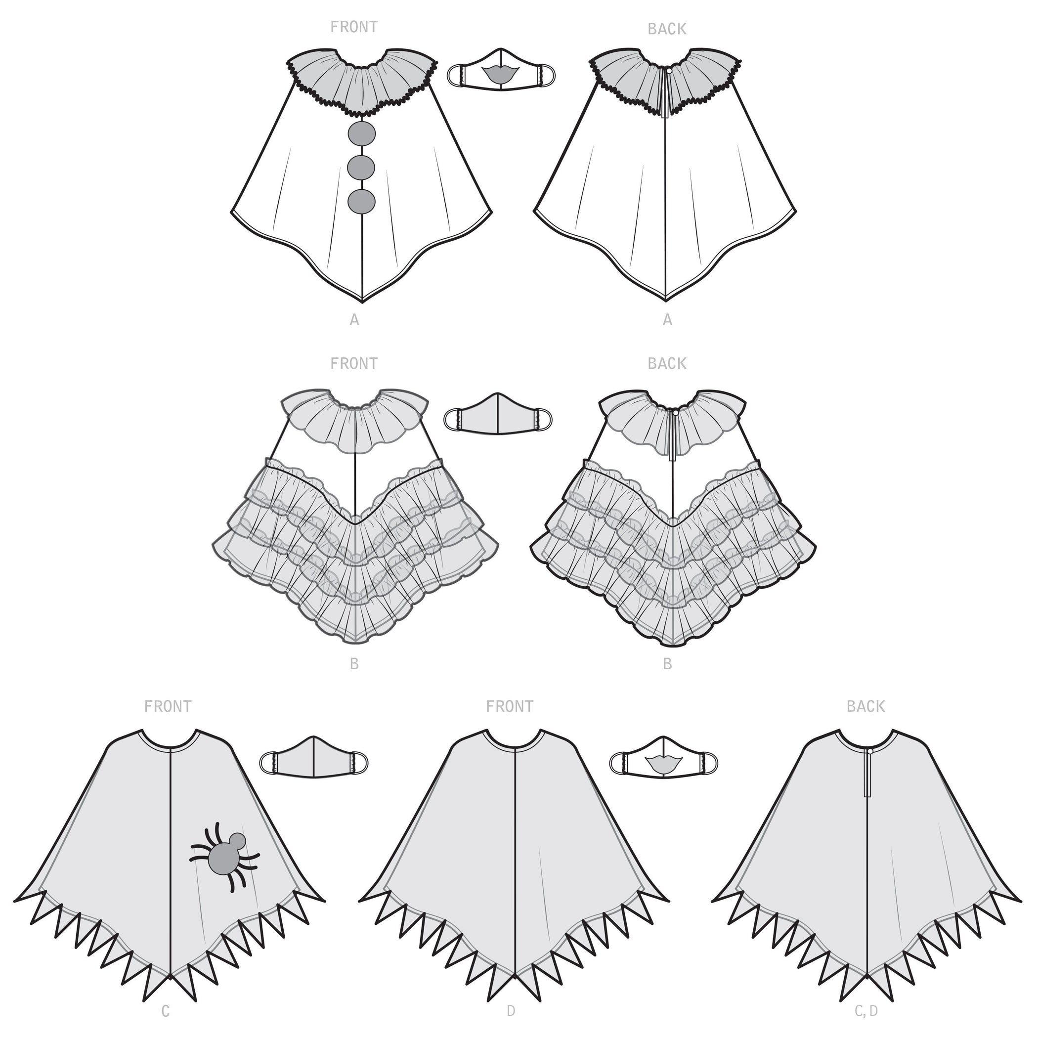 Simplicity Sewing Pattern S9350 Misses' Poncho Costumes and Face Masks ...