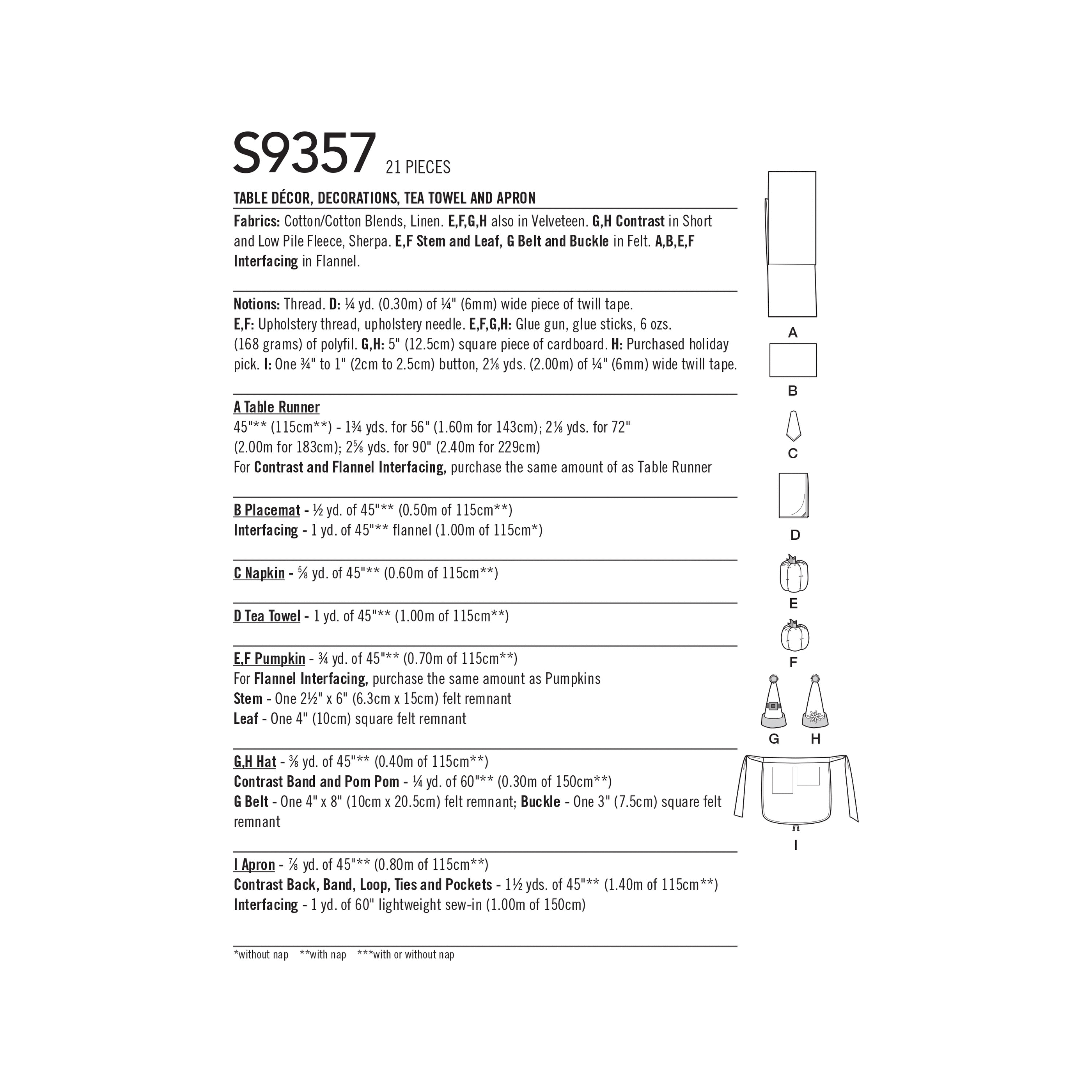 Simplicity Sewing Pattern S9357 Table Decor, Decorations, Tea Towel and ...