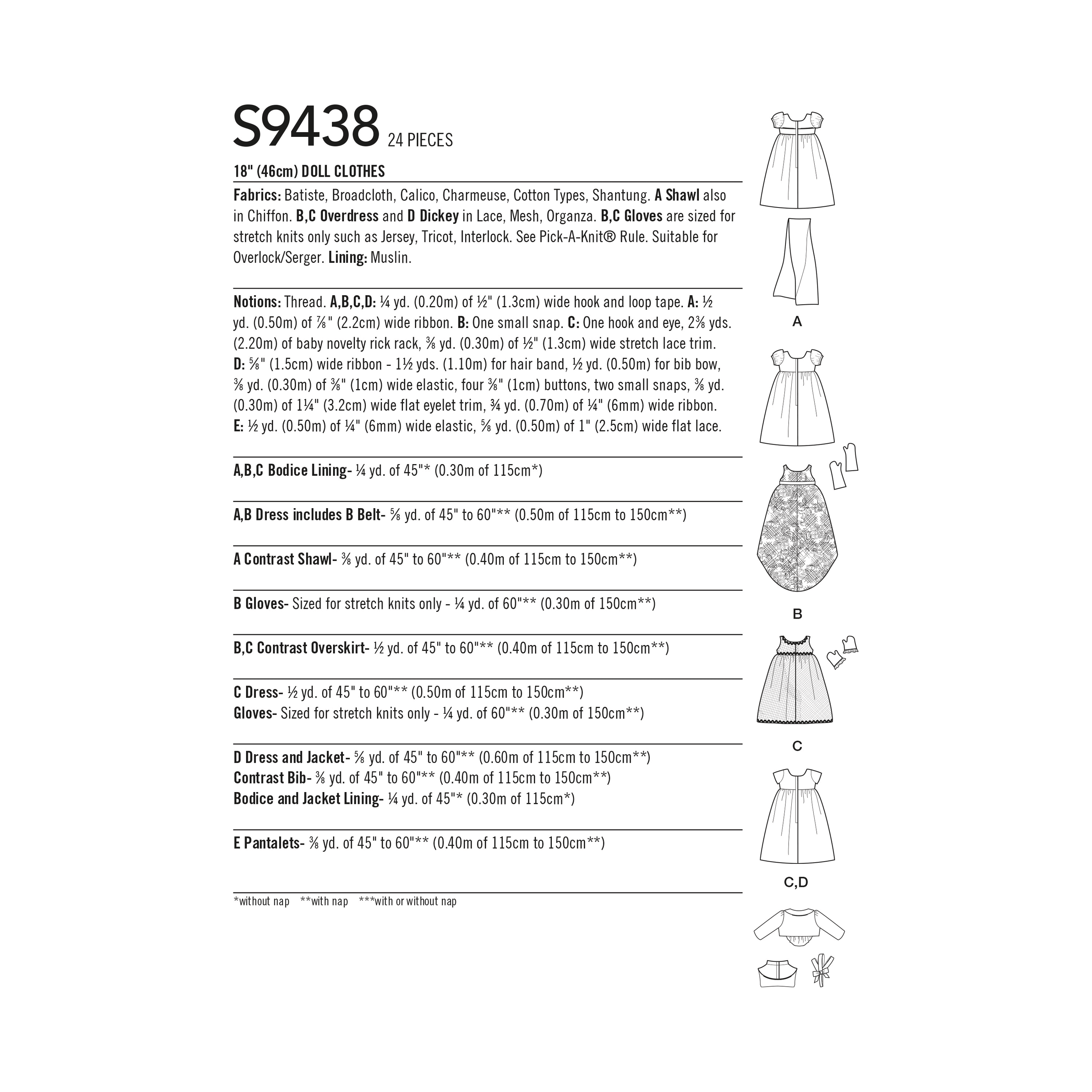 Simplicity Sewing Pattern S9438 18 inch Doll Clothes — jaycotts.co.uk ...