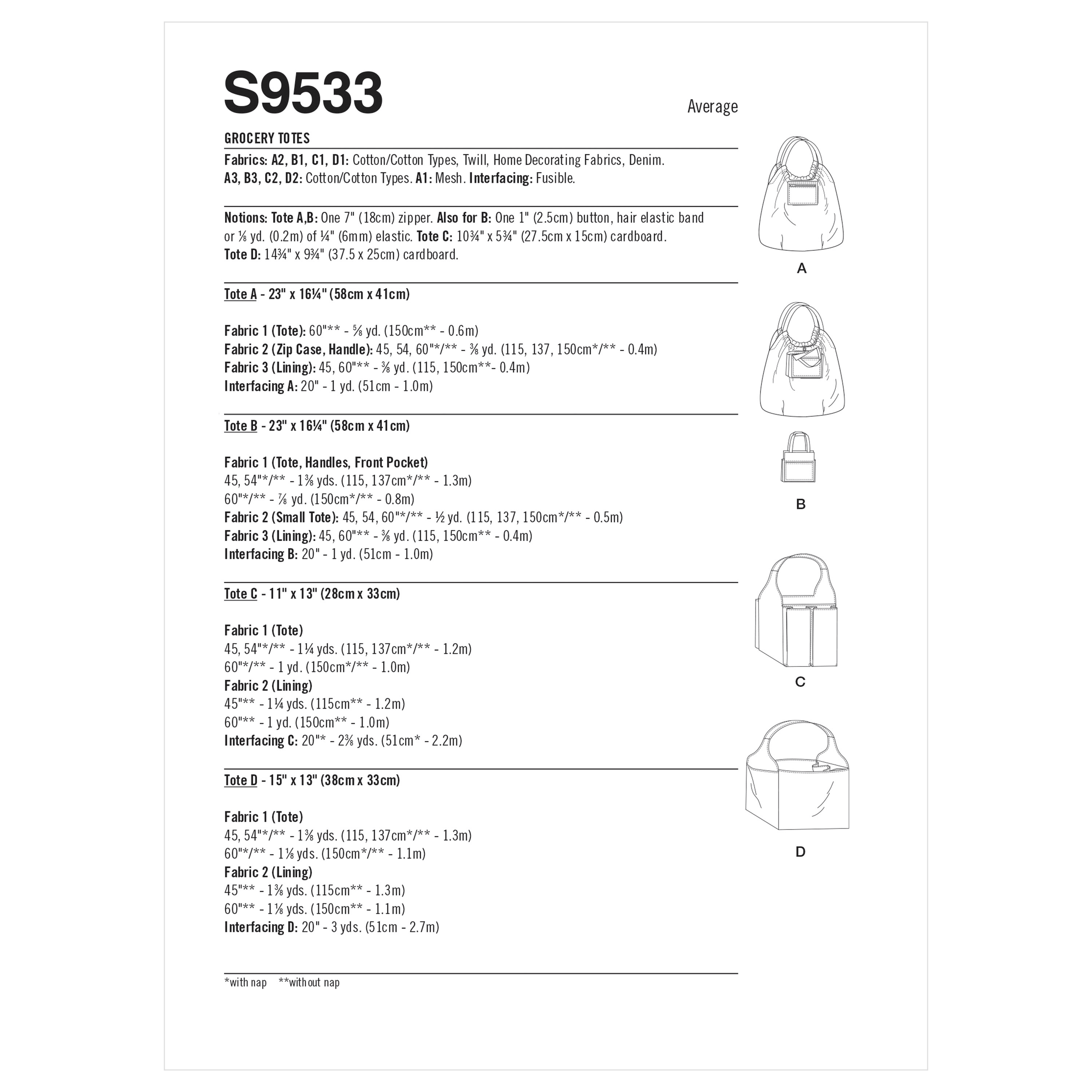 Simplicity sewing pattern S9533 Grocery Totes — jaycotts.co.uk - Sewing ...