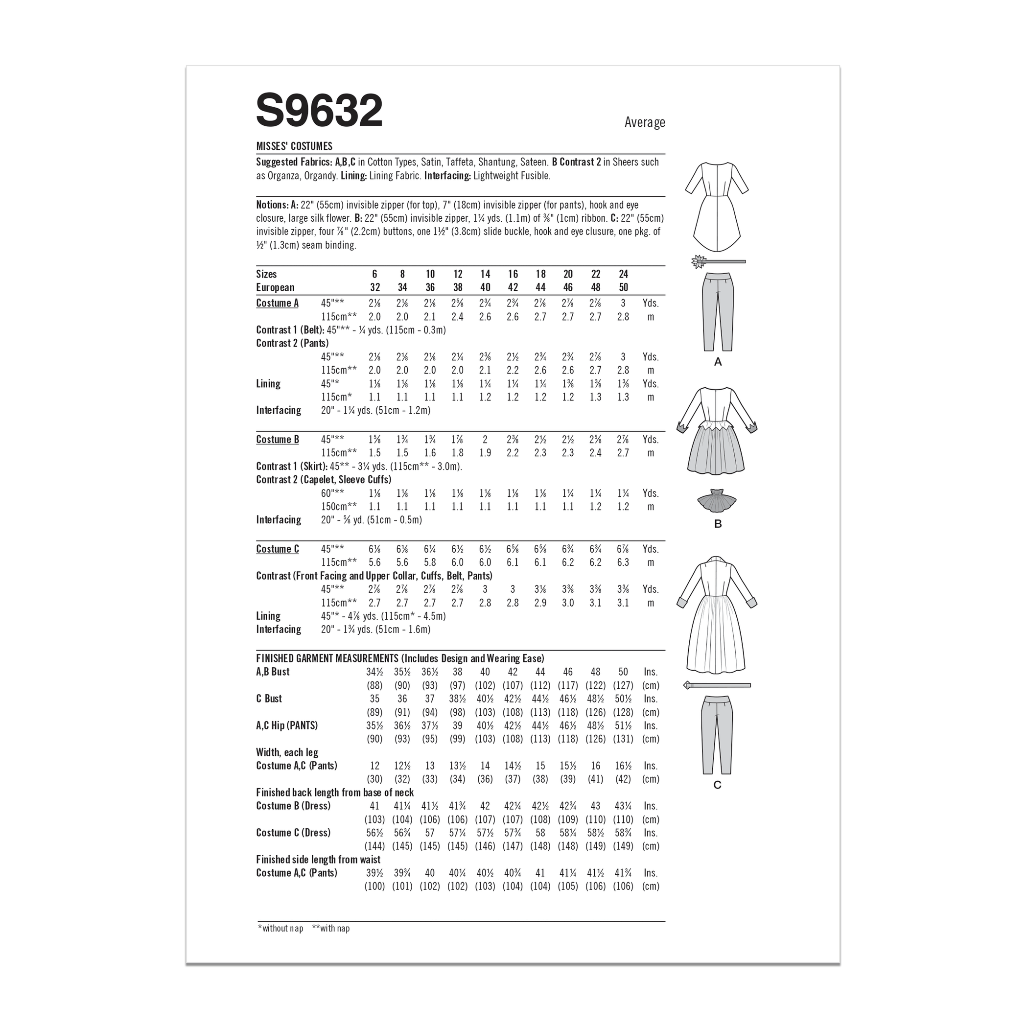 Simplicity 9632 sewing pattern Misses' Costumes by Theresa Laquey ...