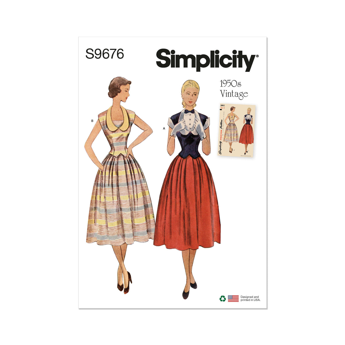 Simplicity S9676 Misses' Vintage Two-Piece Dresses sewing pattern ...